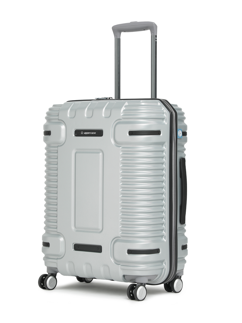 Ridge Hard Luggage Trolley Bag Medium Silver